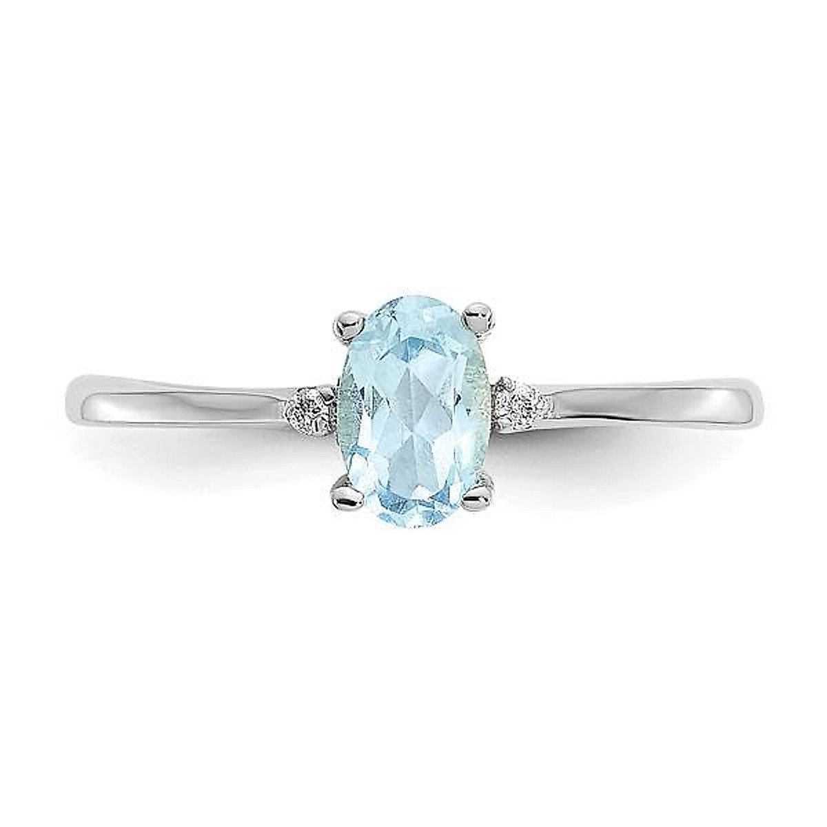 IceCarats 14K White Gold Diamond Blue Aquamarine Ring March Birthstone Jewelry Size 6