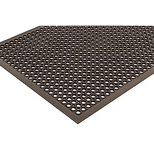 NoTrax 3' x 5' Lightweight Restaurant Rubber Floor Mat with Drainage Holes, Anti-Fatigue Mats, Black, T30 Competitor, T30S0035BL