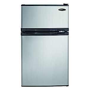 Danby Designer DCR031B1BSLDD 3.1 Cu.Ft. Compact Refrigerator with Freezer, E-Star Rated Mini Fridge for Bedroom, Living Room, Kitchen, or Office, Stainless Steel