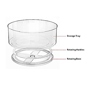 G.a HOMEFAVOR 2 Pack Lazy Susan 9" Clear Plastic Turntable Organizer Rotating Spice Rack Kitchen Storage Cosmetic Makeup Organizers for Pantry, Countertop, Fridge, Shelf, Vanity, Bathroom
