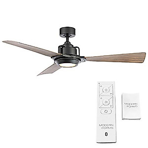 Modern Forms Osprey Smart Indoor and Outdoor 3-Blade Ceiling Fan 56in Matte Black/Barn Wood with 3000K LED Light Kit and Remote Control worksworks with Alexa and iOS or Android App