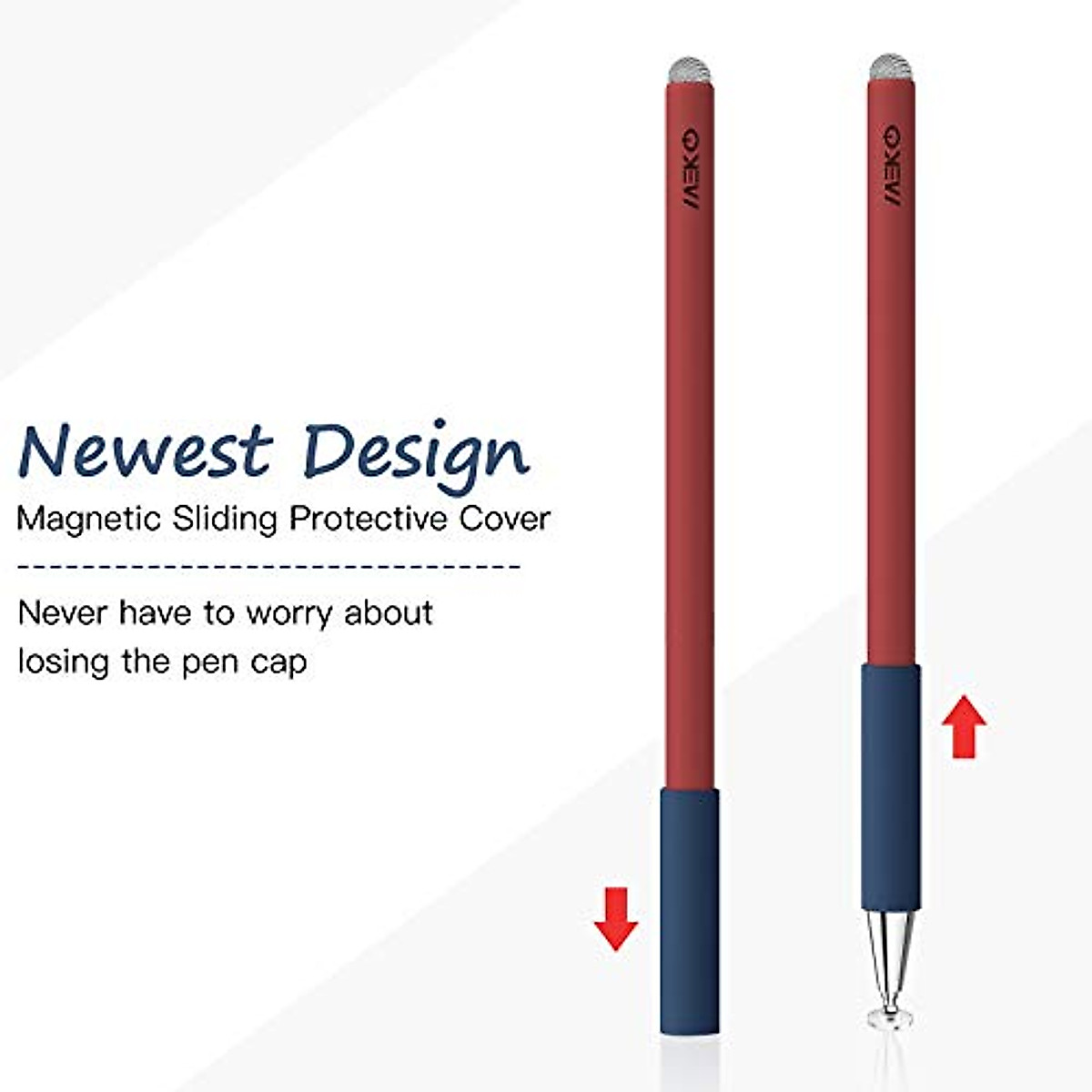 Stylus for iPad(2 Pcs), MEKO 2-in-1 3rd Gen Disc Universal Stylus Pens Touch Screens for Apple/iPhone/Ipad pro/Mini/Air/Android/Microsoft/Surface All Capacitive Touch Screens (Red & Blue)