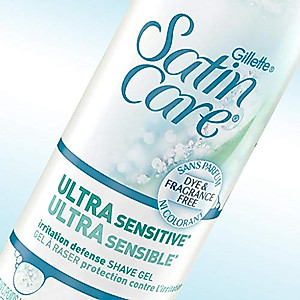 Gillette Satin Care Ultra Sensitive Shave Gel for Women, Pack of 2, 7oz Each, Frangrance Free