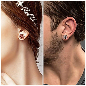 Longbeauty 4 Pair Vintage Handmade Organic Wood Double Flared Saddle Tunnel Ear Plugs Expander Gauges 10MM