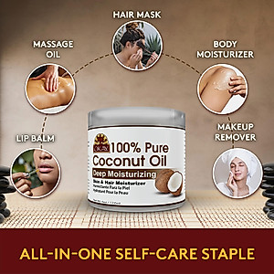 OKAY 100% Pure Coconut Oil for Hair & Skin - Coconut Oil for Women & Men, Perfect for Body & Face, Natural Massage Oil & Moisturizer - 6 Fl Oz Jar (Pack of 1)