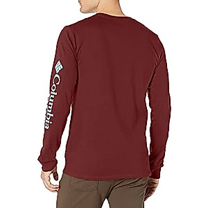 Columbia Mens Long Sleeve Tee Shirt; Columbia; Outdoors; Fishing; Camping; Hiking T Shirt, Rich Wine with Gulfstream, XX-Large US