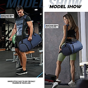 BECOJADDE Gym Bag for Men Women with Shoe and Wet Compartment, 25L Sports Duffle Bags for Travel Swimming Fitness and Workout with Shoulder Strap, Blue