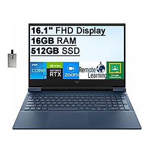HP 2021 Victus 16.1" FHD Gaming Laptop, Intel Core i5-11400H (Beats i7-9750H), 16GB RAM, 512GB PCIe SSD, Backlit Keyboard, GeForce RTX3050 Graphics, HD Webcam, Win 11, Blue, 32GB USB Card