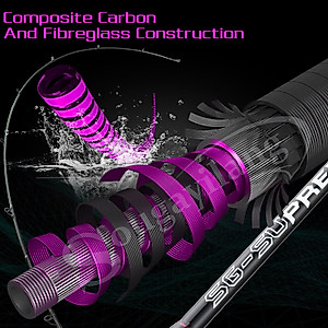 Sougayilang Fishing Rod and Reel Combo, Medium Fishing Pole with Baitcasting Reel Combo, 2-Piece Baitcaster Combo-Purple-5'10'' with left handed reel