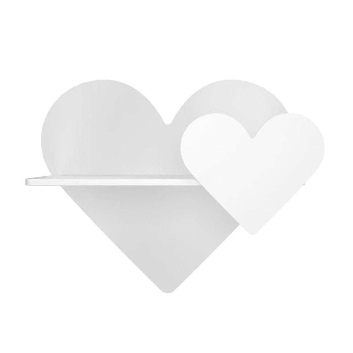 BugyBagy Decorative Heart Floating Wall Mounted Shelf for Bathroom, Bedroom, Living Room, Kitchen, Dining Room, Entryway (White Heart)