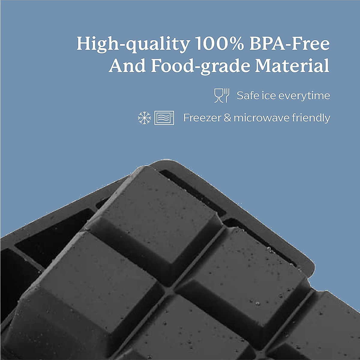 Samuelworld Large Silicone Premium Ice Trays, 2-Pack Combo, 2 Inches Big Ice Cube Tray & 2.5 Inches Large Ice Sphere - BPA Free, Craft Ice Maker for Gifting, Whiskey, Cocktails, Easy Release - Black