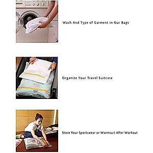 Mesh Laundry Bags 1 Extra Large, 2 Large & 2 Medium Bags , 5 Pcs Set For Delicates, Bra, Lingerie, Underwear, Hosiery, Baby Laundry, Clothing Washing, Travel Laundry Bag, White