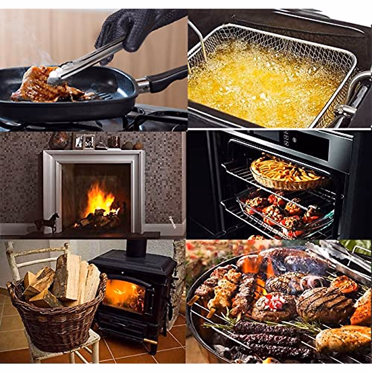 Fglmctsh Silicone Cooking Gloves , BBQ Mitt , Kitchen - Safe Handling of Pots and Pans , Extreme Heat Resistant BBQ, Internal Protective Cotton Layer - Heat Resistant Oven Mitt for Grilling