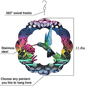 UOUDIO Stainless Steel Wind Spinner- 3D Indoor Outdoor Garden Decoration Crafts Ornaments (Hummingbird)