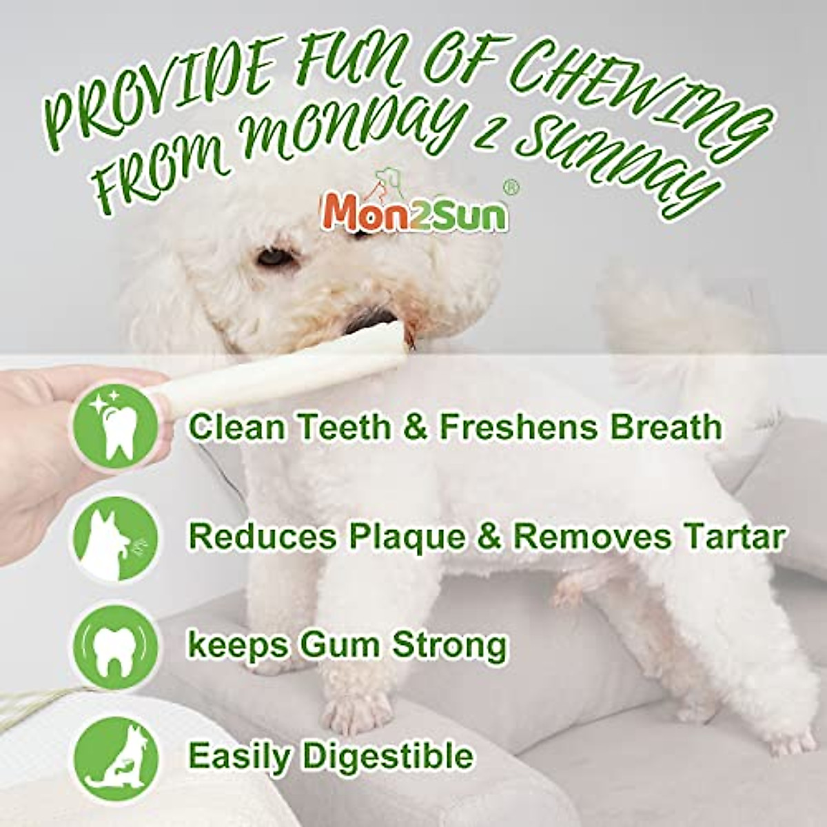 MON2SUN Dog Rawhide Rolls Twist Sticks Dog Chew Treats Natural Flavor 6-6.5 Inch 40 Count for Puppy and Small Dogs