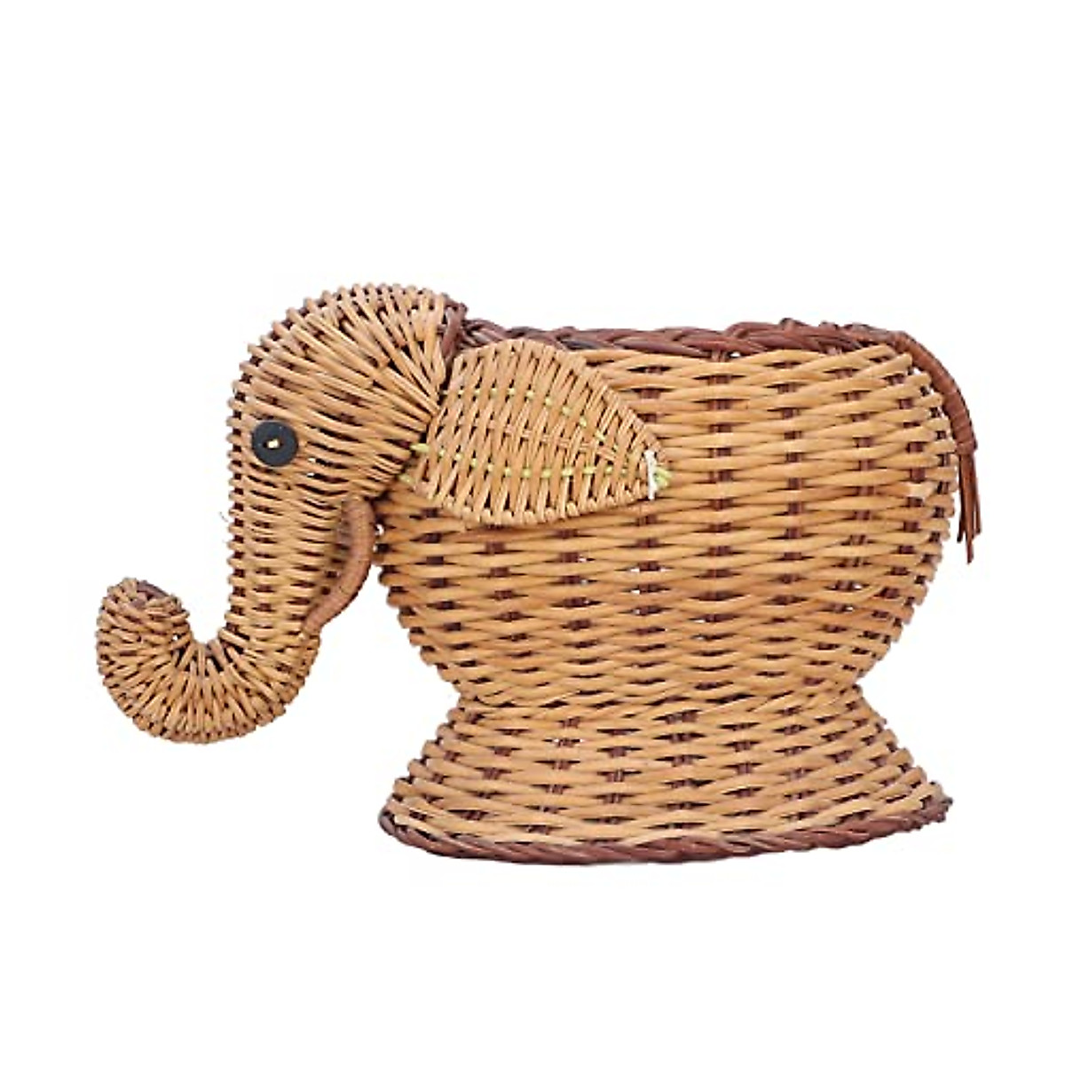 JIJO Hand Woven Basket Elephant Shape Decorative Rattan Storage Basket for Shopping Photography Basket Elephant Shape