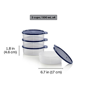 Tupperware Big Wonders 2 Cup Food Storage Bowl Set of 4 Containers with Lids, Dishwasher Safe and BPA Free (4 Containers, 4 Lids)