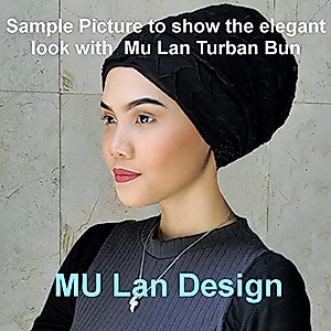 Silk Story Handmade Hijab Volumizer Cap Turban Under Scarf Bonnet Shawl Chemo Hair Head Cover Cotton, Black, Free Size