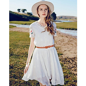 Tronjori Womens Leather Belt Skinny Belts for Jeans Pants 2pcs pack(S,Brown White)