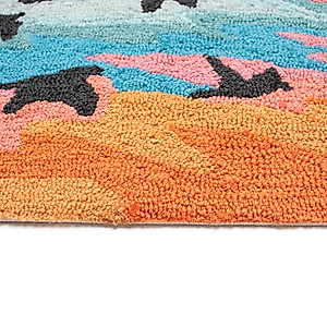 Liora Manne Frontporch Indoor Outdoor Rug - Novelty Design, Hand Hooked, Weather Resistant, UV Stabilized, Foyers, Porches, Patios & Decks, Flock Sky, 2' x 3'