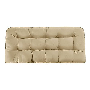 LOVTEX Tufted Bench Cushions for Outdoor Furniture Waterproof, 44 x 19 inches Patio Swing Cushions Khaki - Overstuffed Indoor/Outdoor Loveseat Cushions with Round Corner