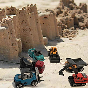 Mini Engineering Cars Diecast Construction Vehicles Metal Engineering Cars Set Toys Mini Assorted Construction Vehicles Stacker Big Forklift Heavy Duty Roller Excavator for Children Boys Party Favors