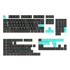 KEYMECHER PBT Custom Keycaps Compatible with Cherry MX, Kailh, Getern Switches and Clones, Cherry Profile, Doubleshot 188-Keycap Set for Mechanical Gaming Keyboard, Cyan Night