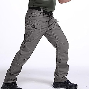 Mens Stretch Waterproof Tactical Pants Water Resistant Ripstop utdoor Military Combat Cargo Pants Hiking Casual Work Trousers Gray