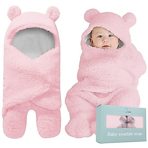 BlueMello Baby Swaddle Blanket | Ultra-Soft Plush Essential for Infants 0-6 Months | Receiving Swaddling Wrap Pink | Ideal for Baby Boy Accessories and Newborn Registry | Perfect Baby Girl Shower Gift