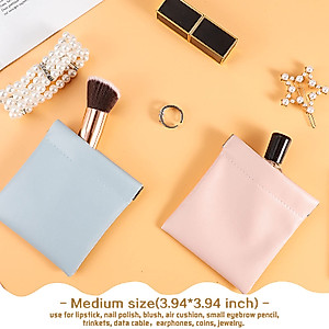 WSICSE 6 Pcs Lambskin Pocket Cosmetic Bag Squeeze Top, 3 Size Portable No Zipper Self-Closing Pouches for Purse Mini Bag Purse Small Makeup Pouch for Purse Cosmetics Headphones Jewelry