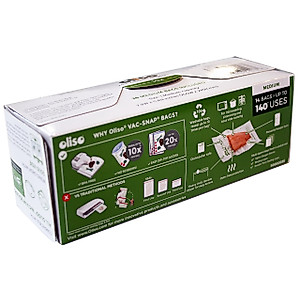 Oliso Pro VAC-SNAP Bags for Oliso Vacuum Sealers (Medium, 1 Quart, 14 Bags)