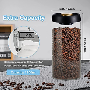 Gute Borosilicate Glass Kitchen Storage Jars, Coffee Canisters with Airtight Lid Seal, Food Storage Containers - Perfect for Coffee Beans, Tea, Sugar, Candy, Spices, Rice (1800ml/60 Ounces)