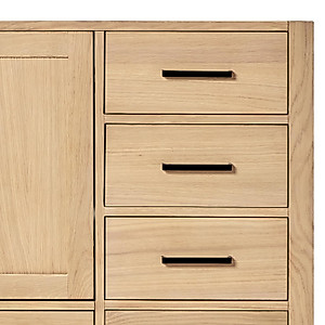 ARIEL Cambridge 42 Inch Oak Bathroom Vanity with Sink, Carrara White Quartz Countertop 1.5 inch Edge and backsplash, Soft Closing Door and Drawer, Matte Black