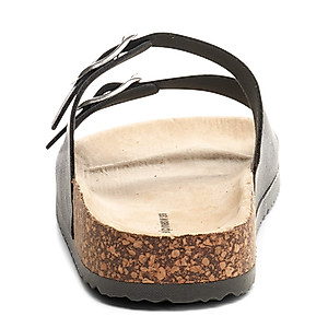 Alpine Swiss Womens Casual Double Strap Slide Sandals Black 7 M US