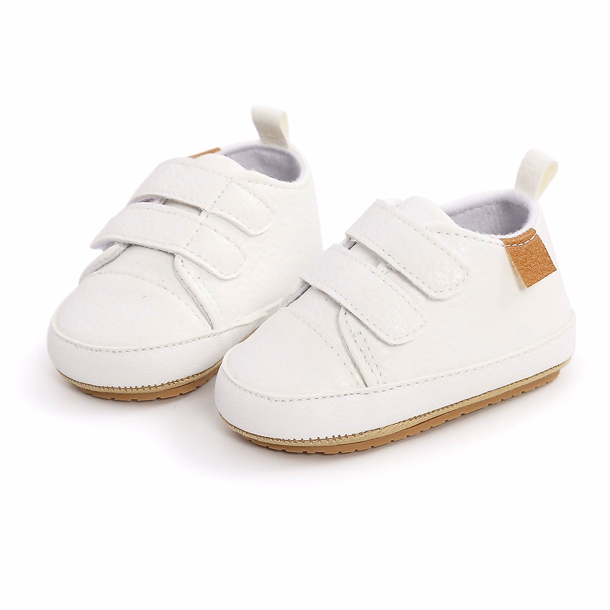 myppgg Unisex Baby Boys Girls High-Top Ankle Sneakers Soft Rubber Sole Infant Crib Shoes Toddler First Walkers A/White 6-12 Months Infant
