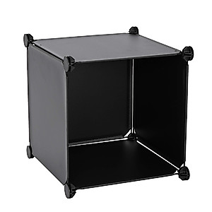 SUPER DEAL Cube Storage Organizer Shelf 16 Cubes Shoe Rack Bookcase Display Shleves Plastic DIY Modular Cabinet Closet with Metal Hammer for Home Bedroom, Living Room, Bathroom, Office, Black