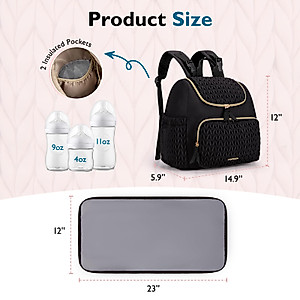 mommore Diaper Bag Small Diaper Backpack Stylish Baby Backpacks Travel Mini Maternity Bags with Insulated Pockets, Changing Pad, Stroller Straps