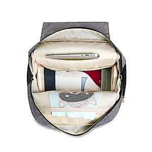 Diaper Bag Backpack Large Capacity for Baby Care Wide Open Design and Waterproof Fabric For Mom Dad (New White Grey)