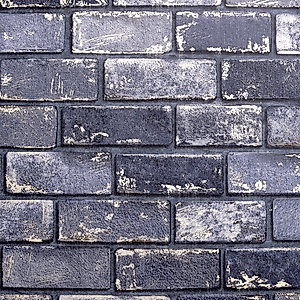 Arthouse ArtiSTICK Metallic Brick Navy Gold Peel and Stick Self Adhesive Wallpaper 6m/19.6 Foot Long - Great for Upcycling Furniture - Cabinets Kitchen Drawers Shelves - Peel & Stick 300207