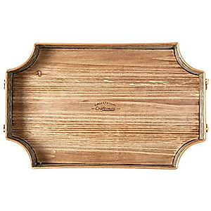 Circleware Cooperstown Wooden Craftsman Rectangle Serving Tray with Handles Kitchen Multi-Purpose Serveware for Coffee Table, Dinner, Breakfast, Food, Farmhouse Decor, 17.5” x 11” x 2”, Home