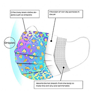 Peky 50PCS Colorful Disposable Printed Face_Masks,with Shiny Unique Crack Design,3-Ply Protection for Adults Women (Adult-1)