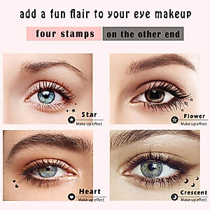 Black Liquid Eyeliner & Stamp Set - 4 PCs Winged Eyeliners and 4 Shapes Stamps, Dual ended 2-in-1 Eye Makeup Pen