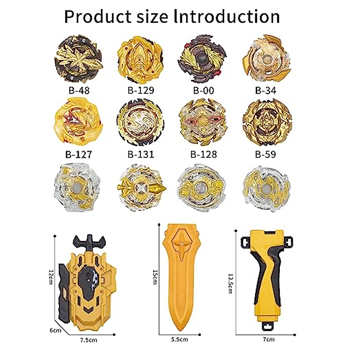 OBEST Bey Battling Top Burst 12 New Gyros Top with 2 Launcher, Arena Toy, Gyro Pocket Box Pro (Gold)