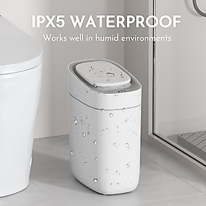 ELPHECO Automatic Bathroom Trash Can with Lid 2.5 Gallon Slim Sensor Garbage Can, 9L Narrow Plastic Trash Bin, Waterproof Motion Sensor Trash Bin for Bedroom, Living Room, Narrow Space