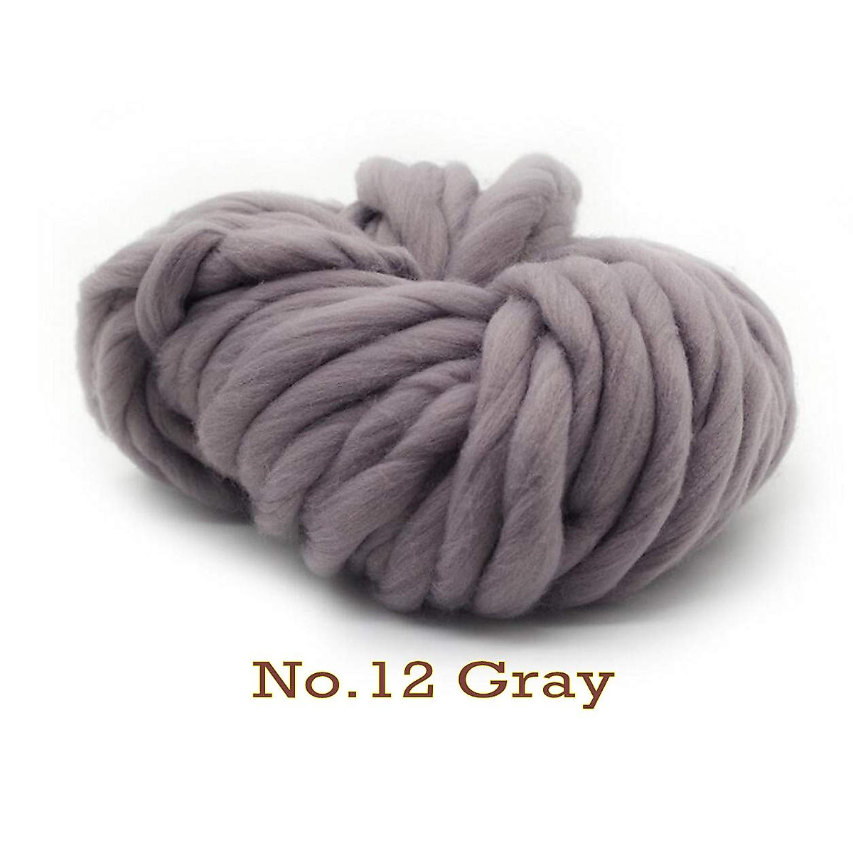 OURVER (No.12 Gray) Super Bulky Arm Knitting Wool Roving Knitted Blanket Chunky Wool Yarn Super Thick Yarn for Knitting/Crochet/Carpet/Hats, 1.1 lbs/500g/17.6 Ounze