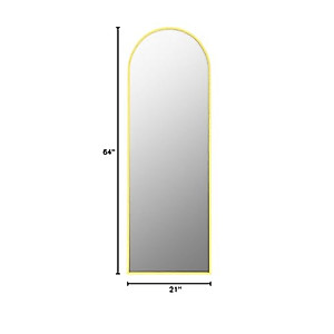 JAWGLOW Arched Full Length Mirror, 64" x 21" Free Standing Floor Mirror, Modern Full Body Mirror with Stand, Wall Mirror with Aluminum Alloy Frame for Bedroom,Living Room, Gold