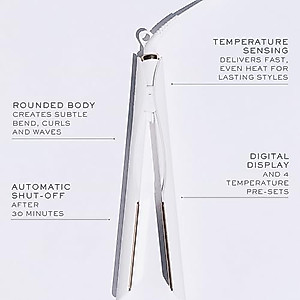 Kristin Ess 3-in-One Professional Titanium Hair Straightener, Curler and Beach Waver Combo for Women with Curly, Frizzy + Thick Hair - 1 1/4 Inch Dual Voltage Flat Iron + Travel Cap - 440 Degree Heat