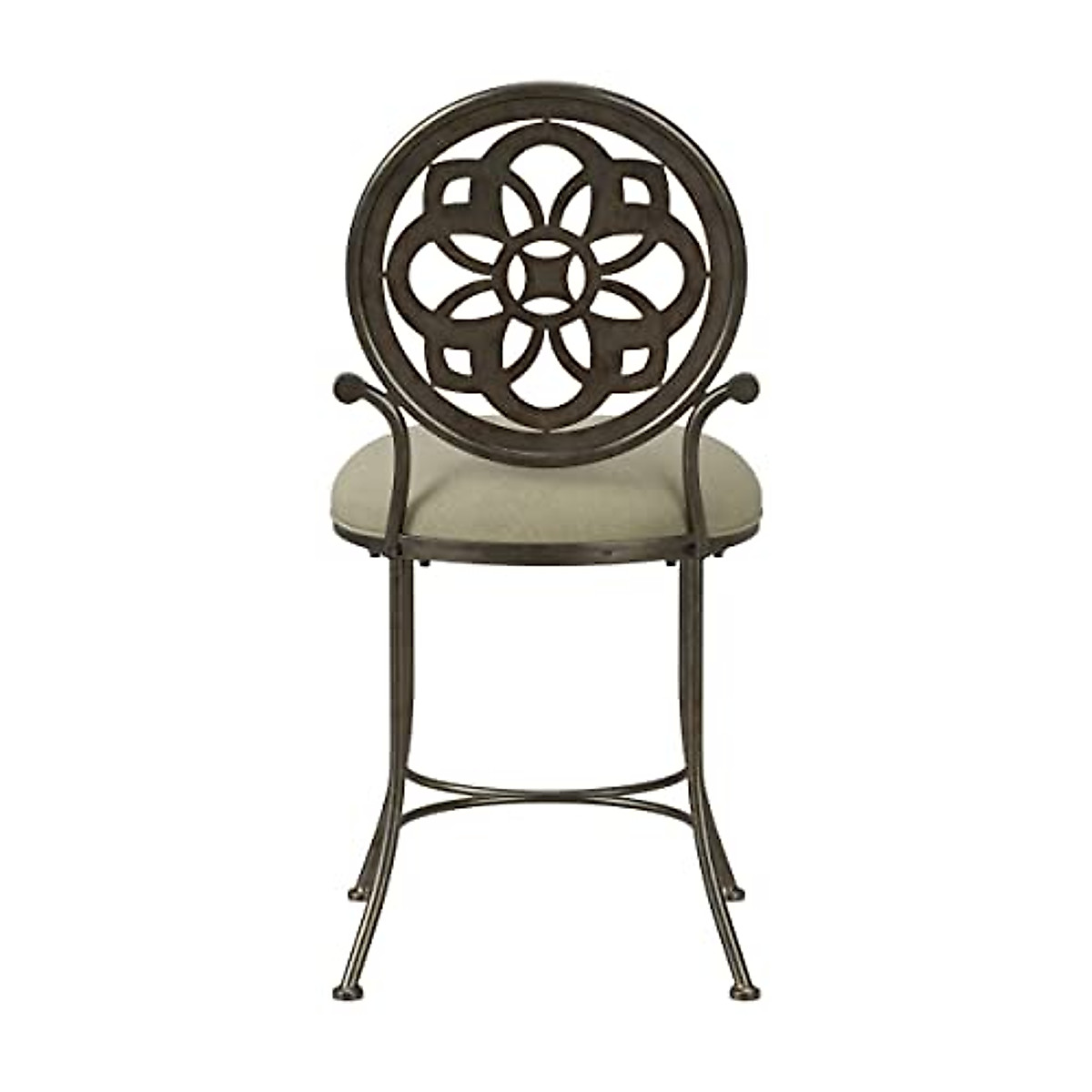 Hillsdale Furniture Marsala Vanity Stool, Gray with Brown highlighting with Cream Fabric