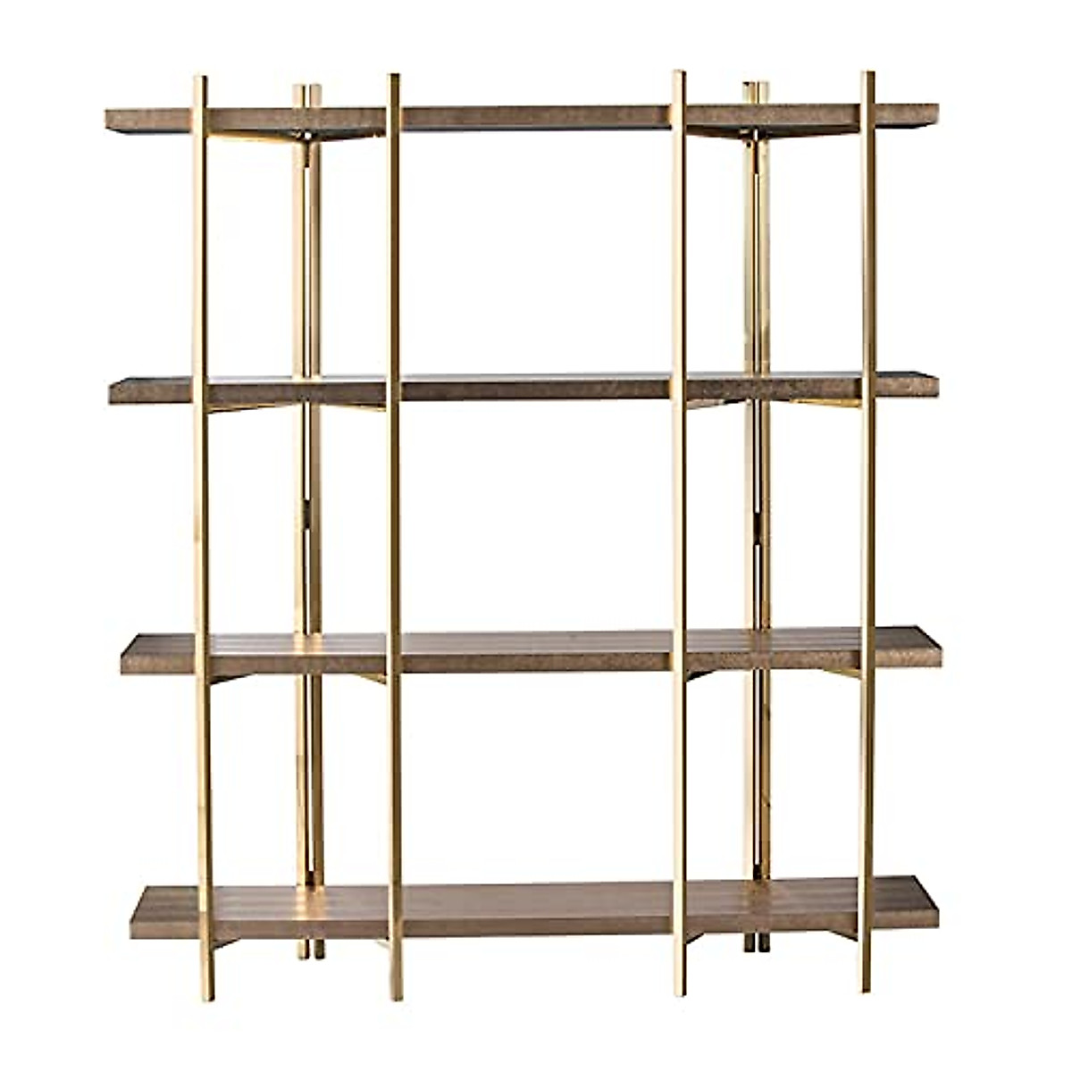 A and B Home 45500 70.9" H Rectangle Gold Stainless Steel/Leather Indoor w/4 Tiers, Modern Style, Tall Shelf