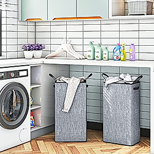 Wisdom Star Laundry Hamper,75L Collapsible Waterproof Large Laundry Basket,Laundry Sorter for Clothes Toys in the Dorm and Family,Grey